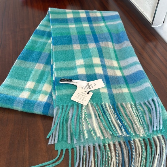 Talbots | Accessories | Talbots 0 Cashmere Scarf Blue Green Plaid ...